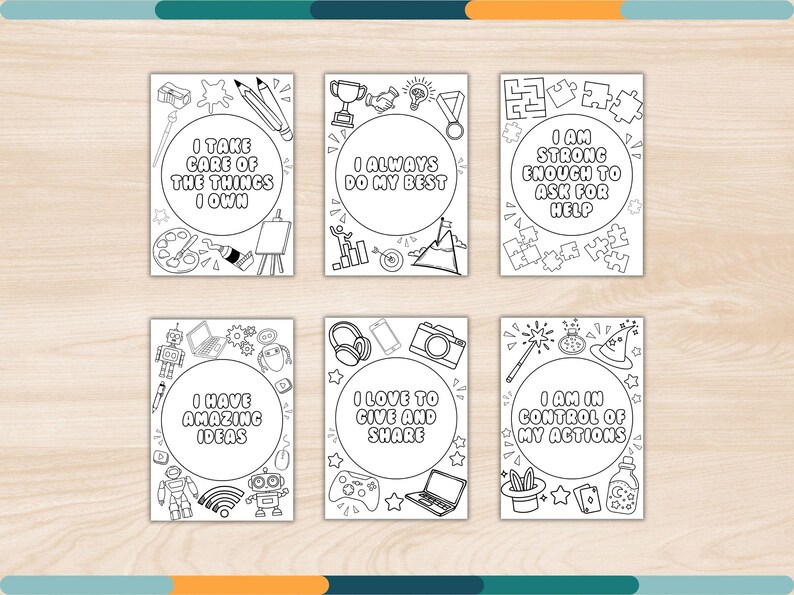 24 Printable Affirmation Coloring Cards for Boys | Digital Download ...