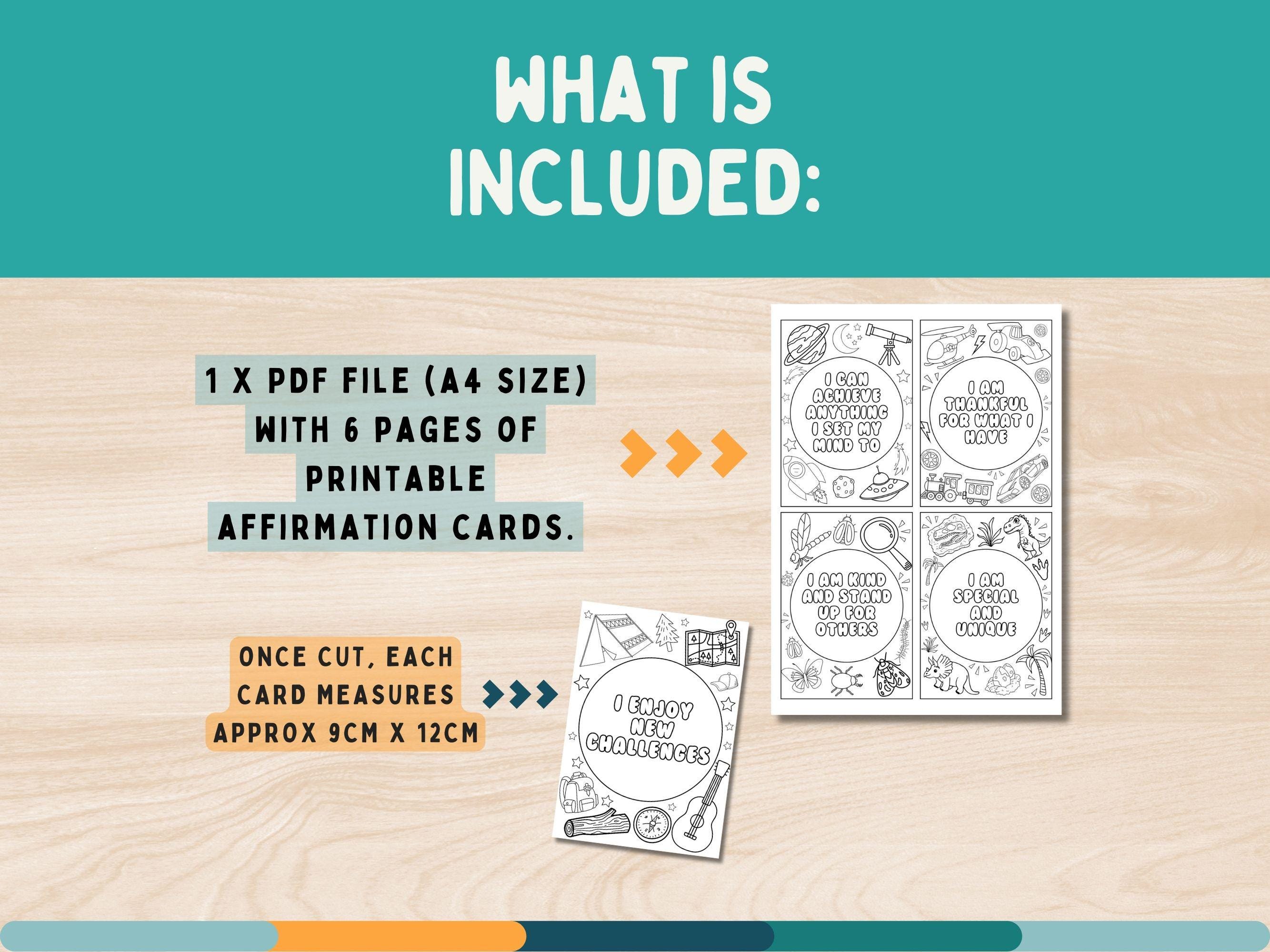 24 Printable Affirmation Coloring Cards for Boys | Digital Download ...