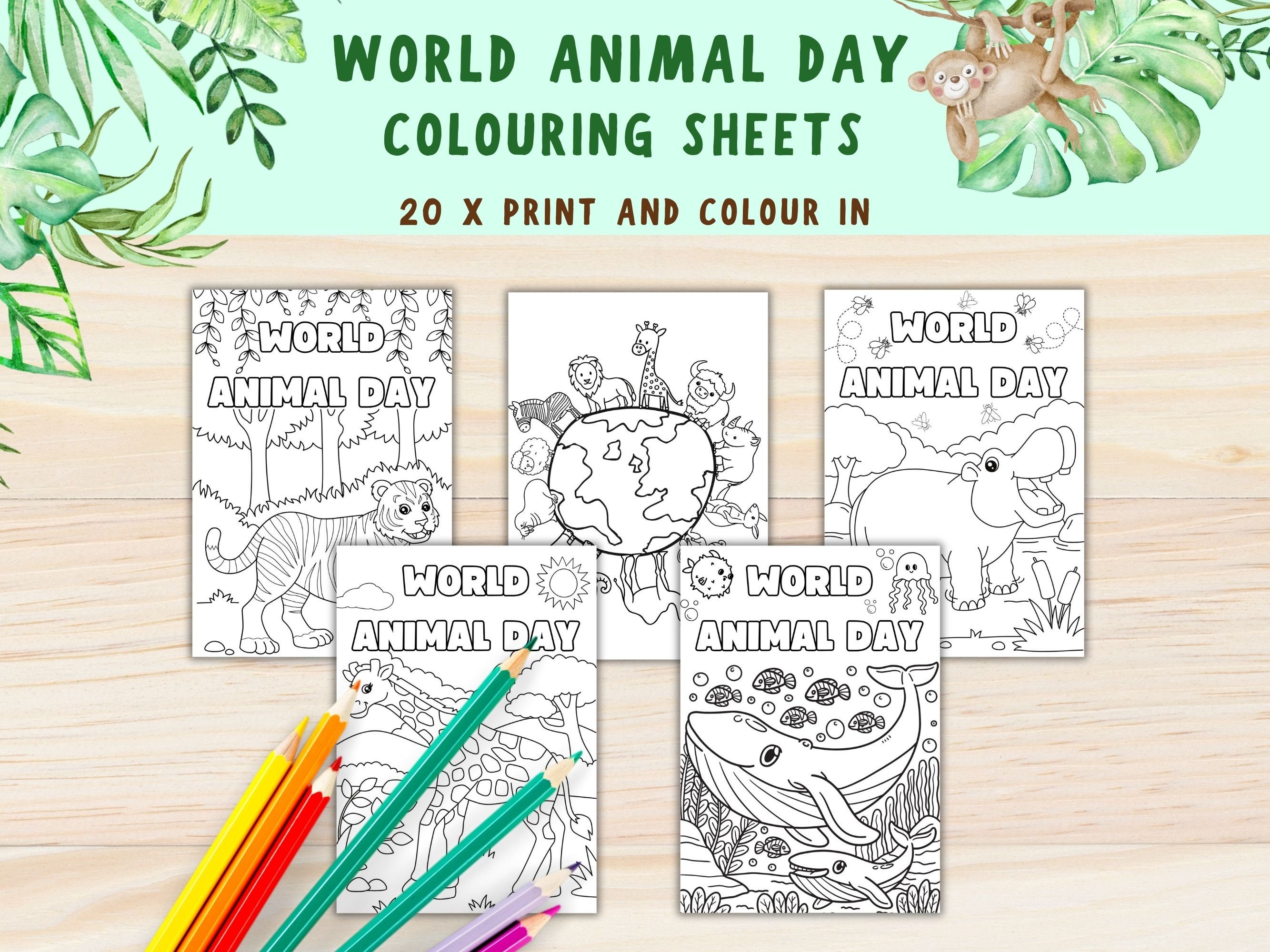 World Animal Day Coloring Sheets, World Animal Day Colouring Sheets ...