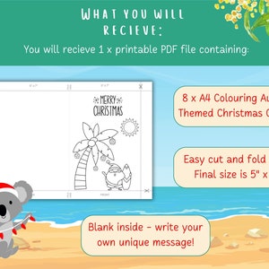 8 Australian Christmas Printable Colouring Cards | Aussie Christmas ...