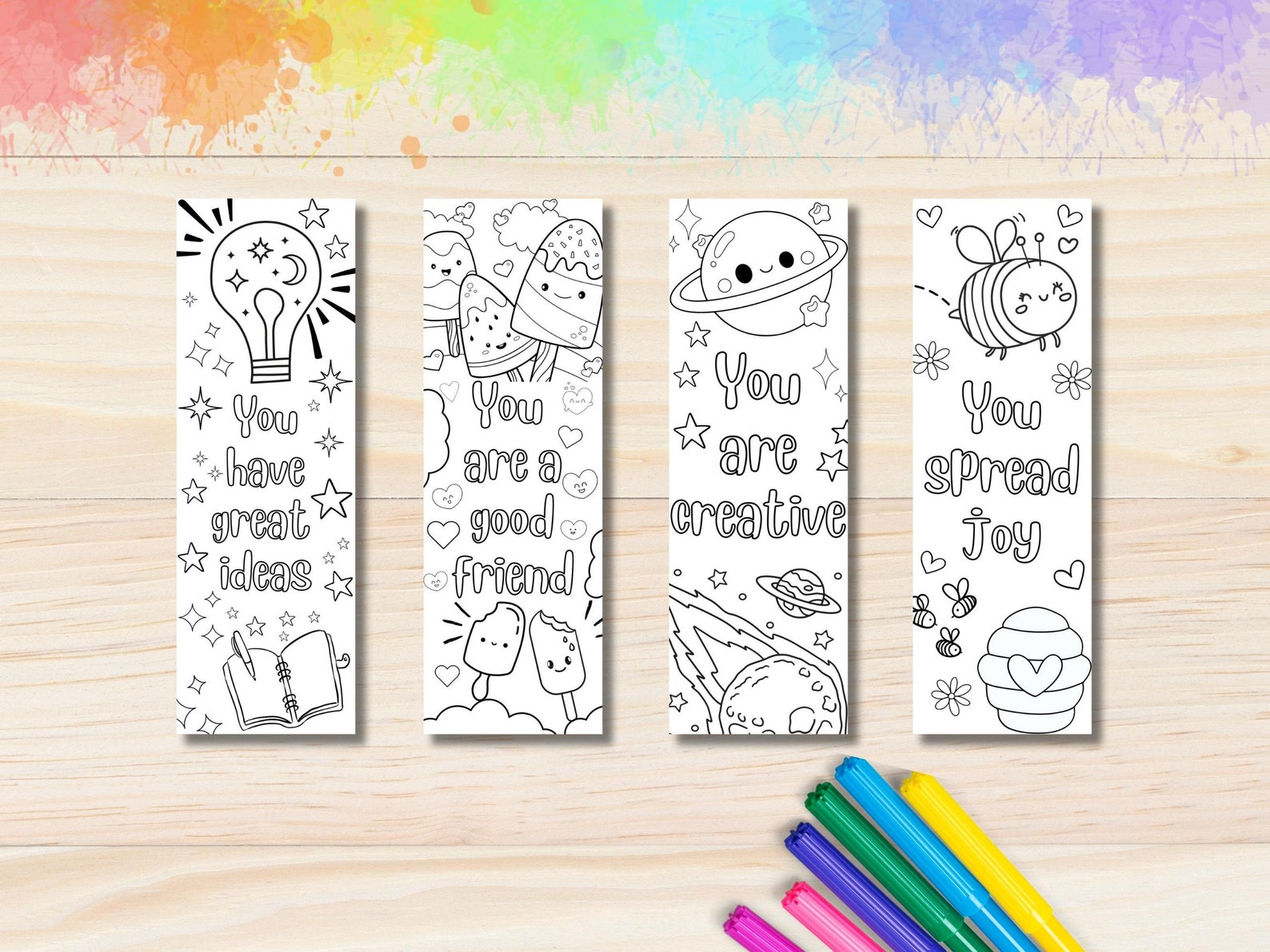 Set of 8 Coloring Positive Affirmation Bookmarks for Kids | Printable ...