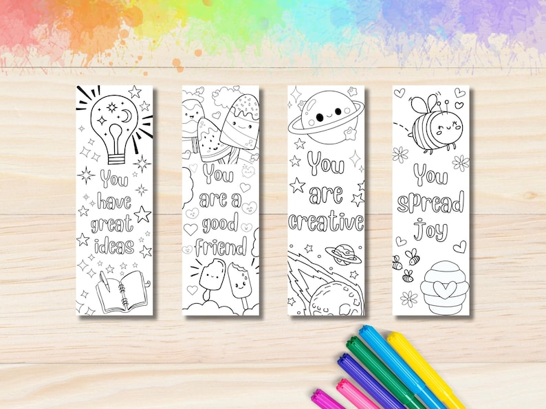 Set of 8 Coloring Positive Affirmation Bookmarks for Kids | Printable ...