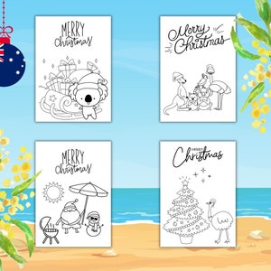 8 Australian Christmas Printable Colouring Cards | Aussie Christmas ...