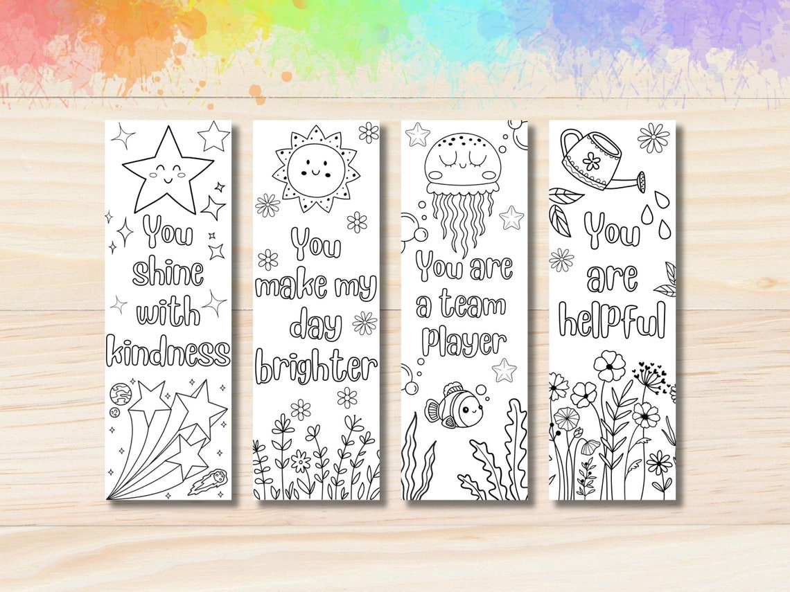 Set of 8 Coloring Positive Affirmation Bookmarks for Kids | Printable ...