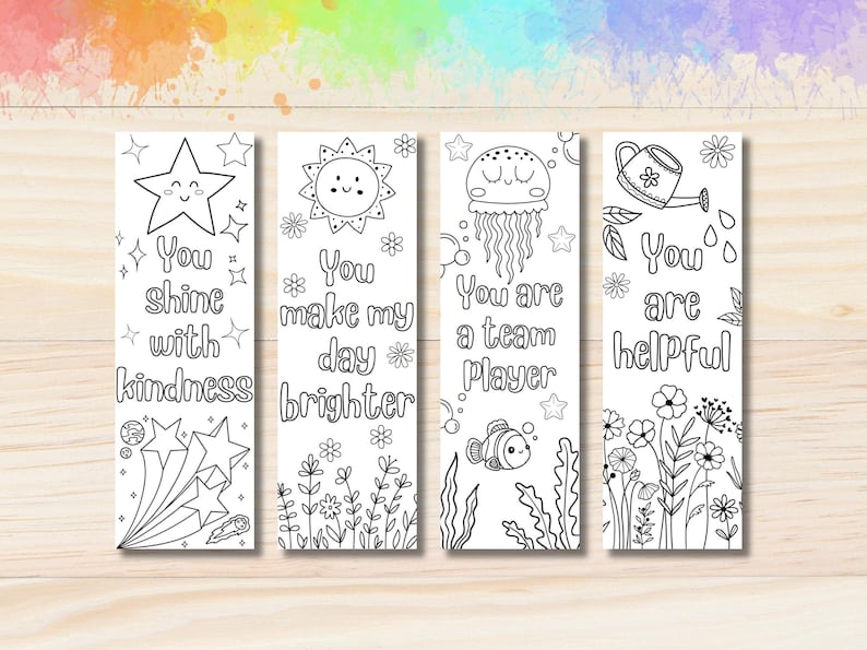 Set of 8 Coloring Positive Affirmation Bookmarks for Kids | Printable ...