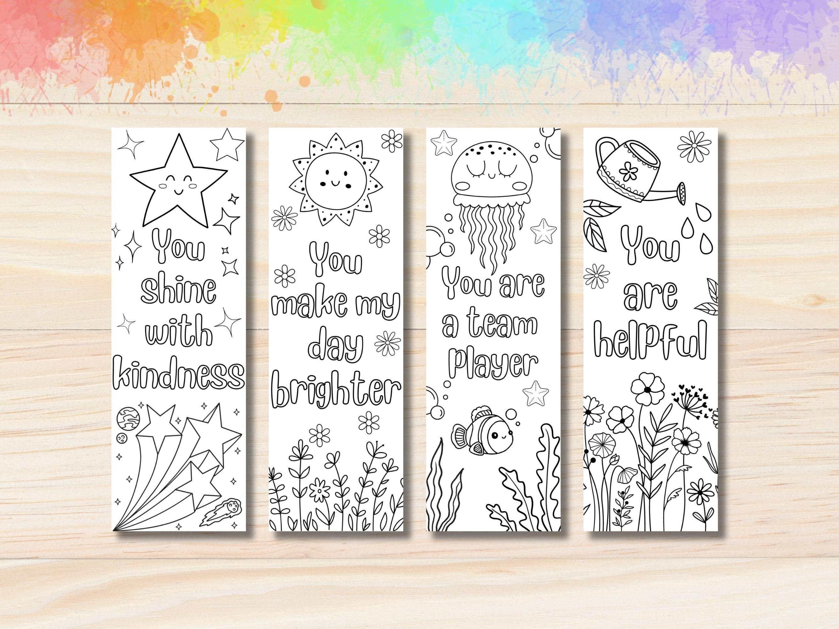 Set of 8 Coloring Positive Affirmation Bookmarks for Kids | Printable ...