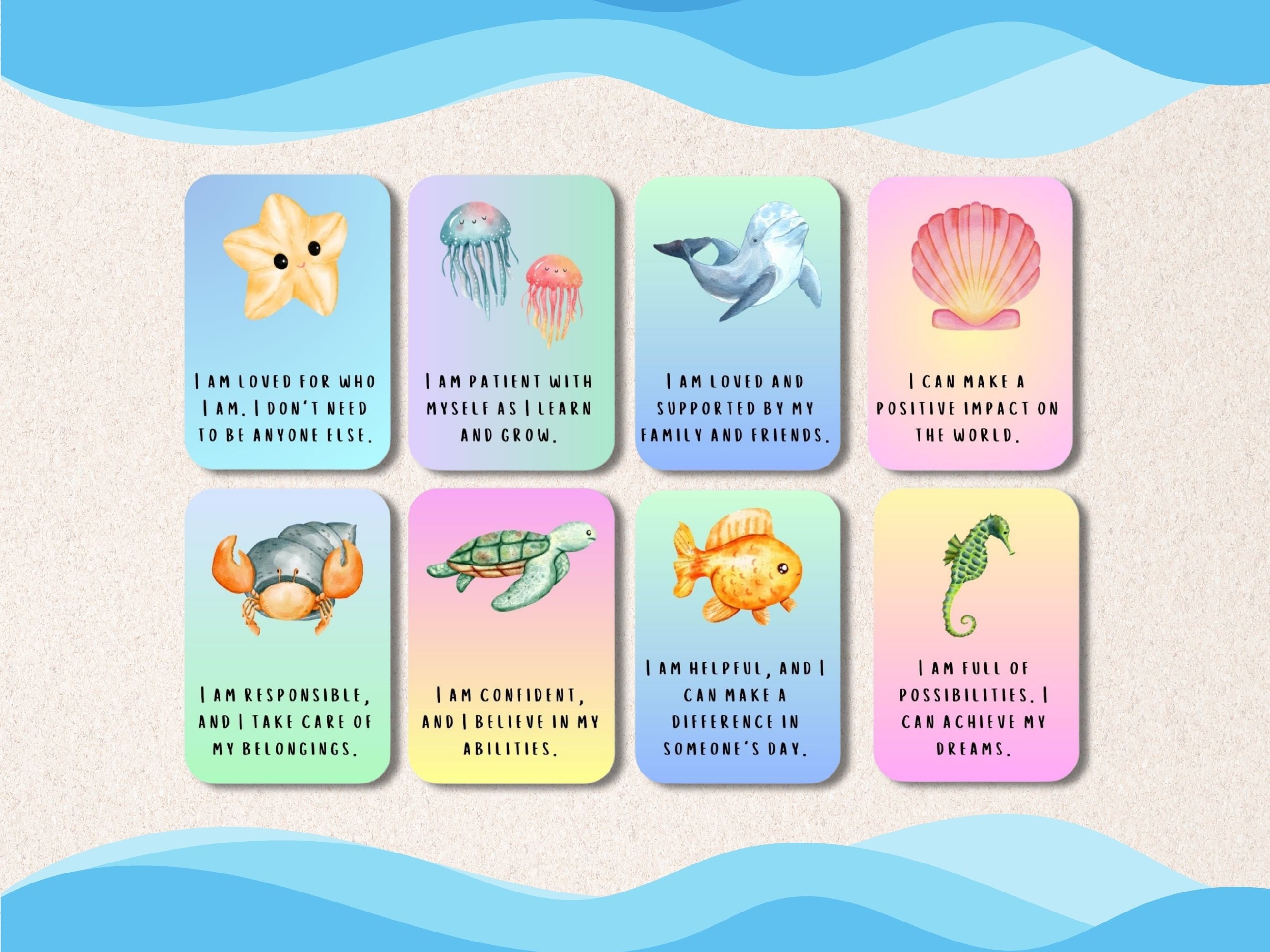 24 Ocean Theme Printable Affirmation Cards for Kids | Digital Download ...