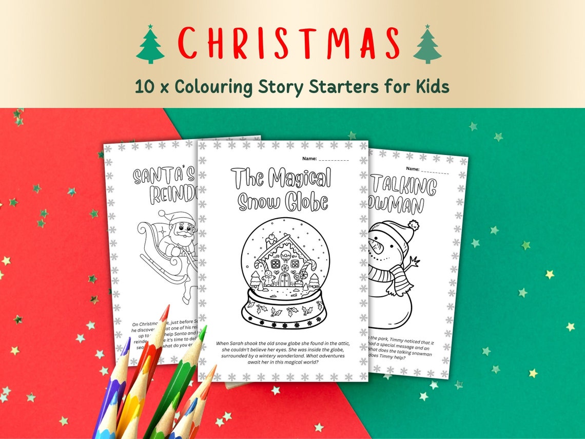 Printable Christmas Colouring Story Starters for Kids Christmas Writing ...