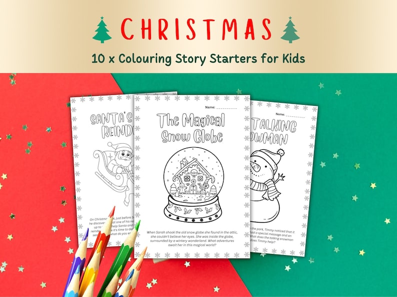 Printable Christmas Colouring Story Starters for Kids Christmas Writing ...