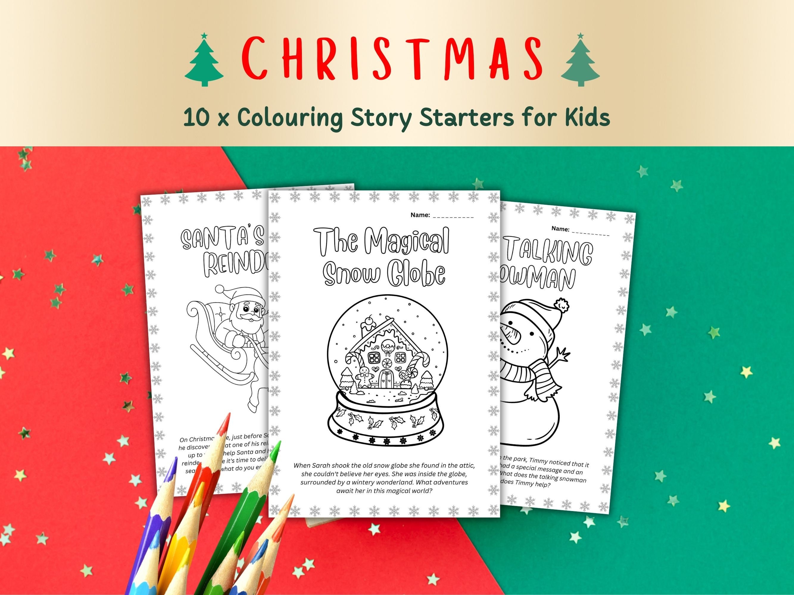 Printable Christmas Colouring Story Starters for Kids Christmas Writing ...