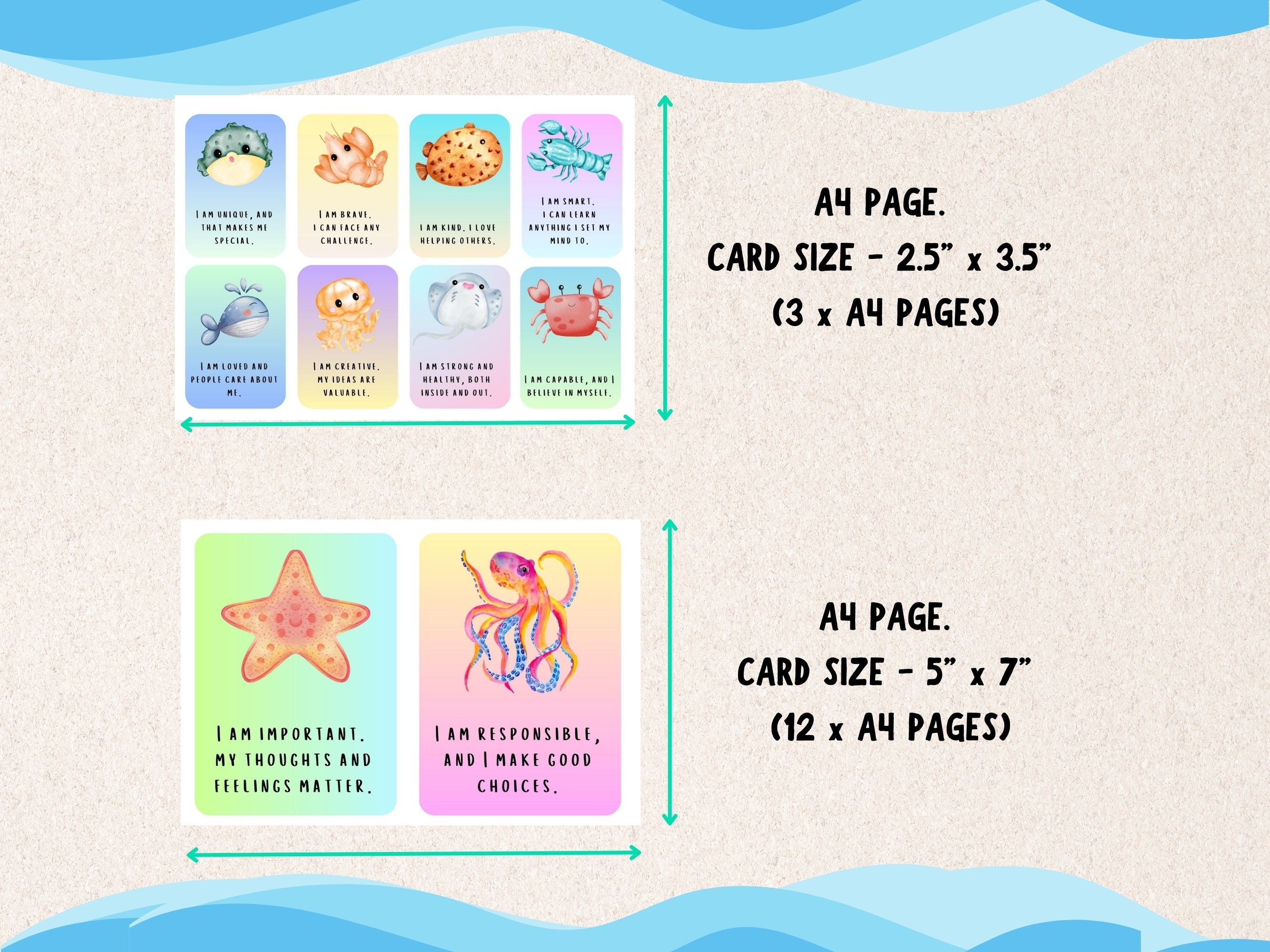 24 Ocean Theme Printable Affirmation Cards for Kids | Digital Download ...