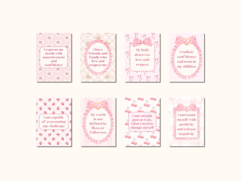 24 Printable Affirmation Cards for Tween/teen Girls | Coquette ...
