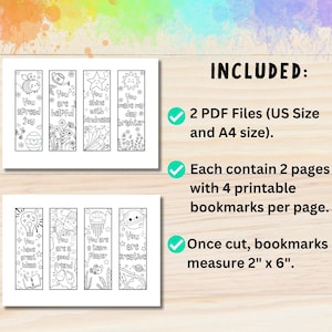 Set of 8 Coloring Positive Affirmation Bookmarks for Kids | Printable ...