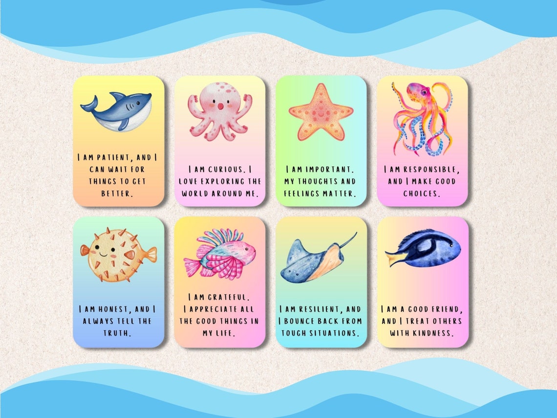 24 Ocean Theme Printable Affirmation Cards for Kids | Digital Download ...
