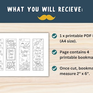 Set of 4 Father's Day Colouring Bookmarks, Printable Father's Day ...