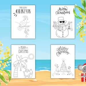8 Australian Christmas Printable Colouring Cards | Aussie Christmas ...