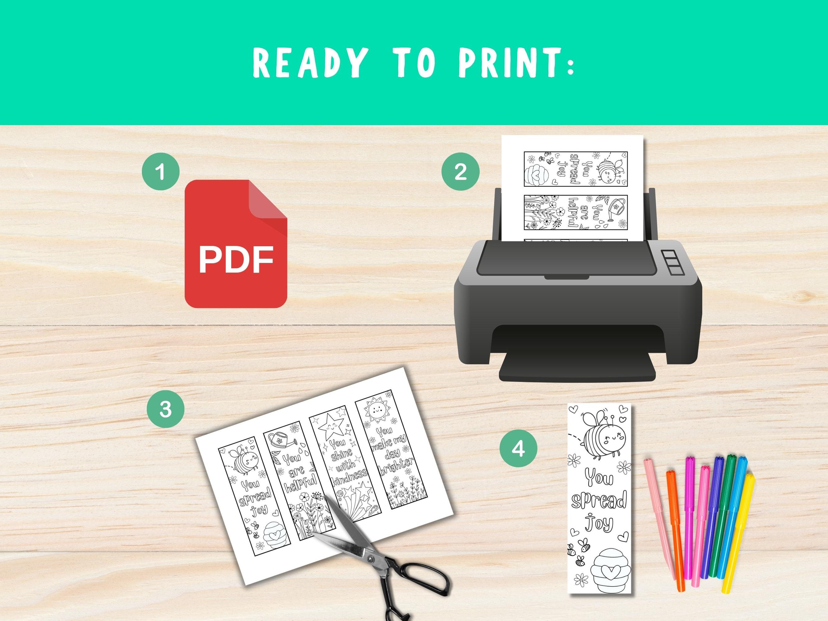 Set of 8 Coloring Positive Affirmation Bookmarks for Kids | Printable ...