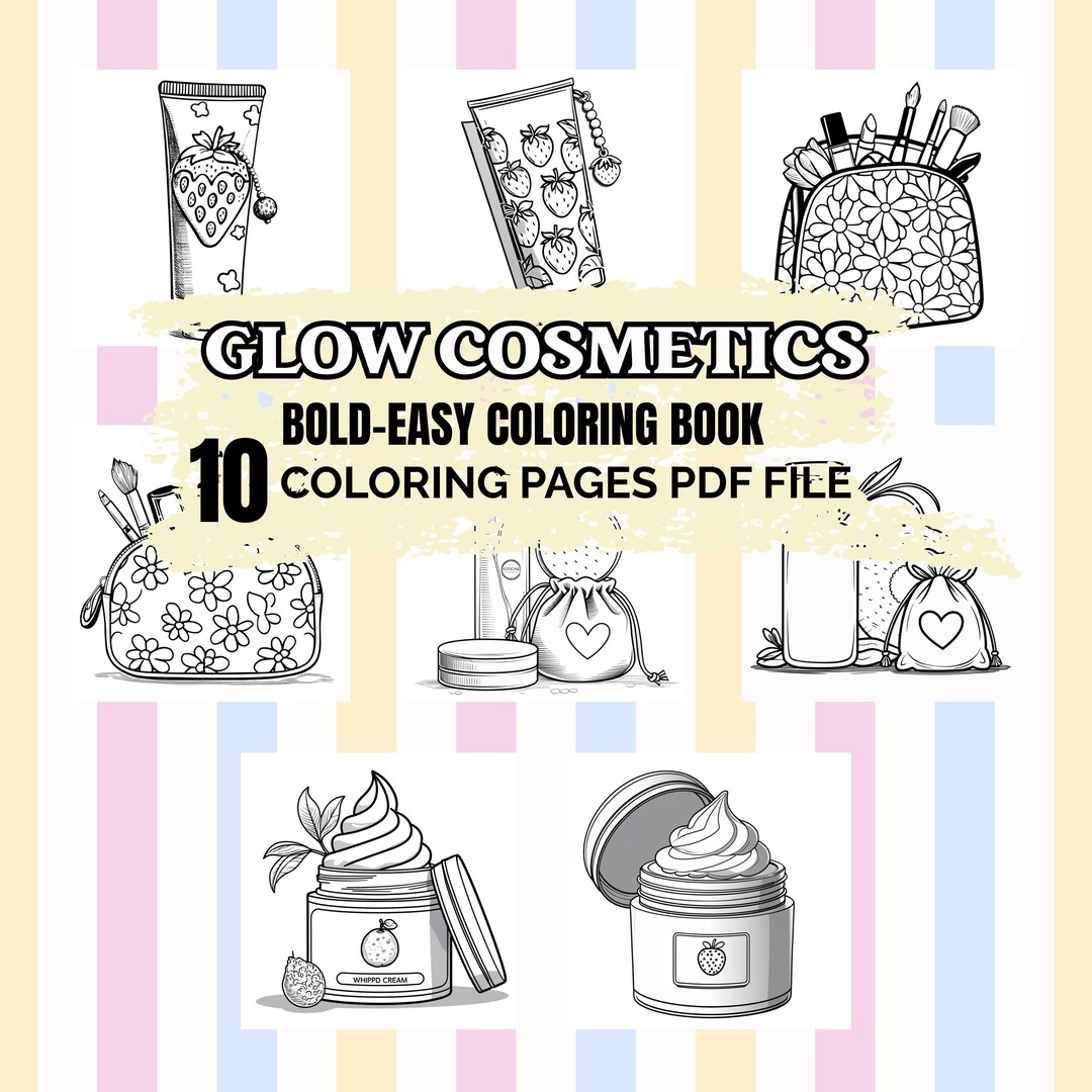 Glow Cosmetics Coloring Book, Relaxing Beauty Coloring Pages, Easy ...