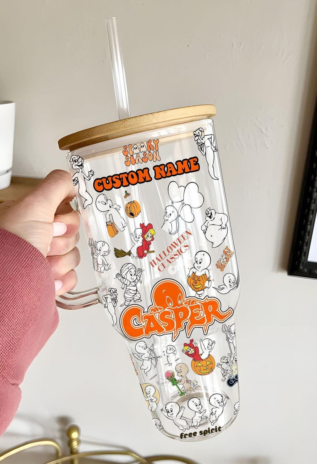 Custom Halloween Casper 40oz Glass Tumbler, Casper's Halloween Special ...