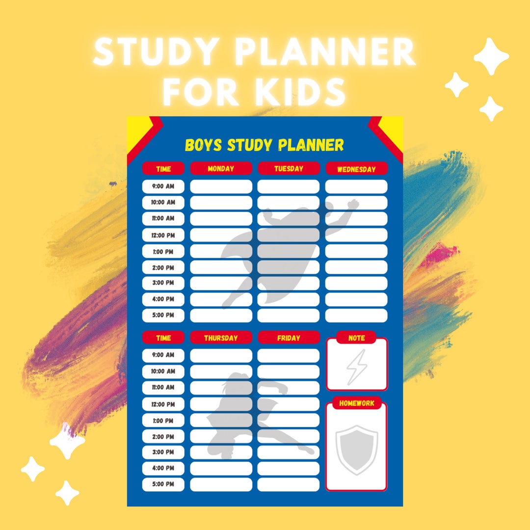 Superhero Template School Planner Kids Planner Daily Planner Digital ...