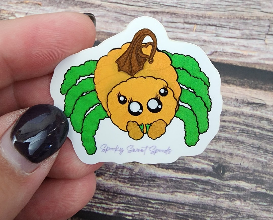 Jumping Spider Sticker, Spooder Sticker, Pumpkin Spider Label - Etsy
