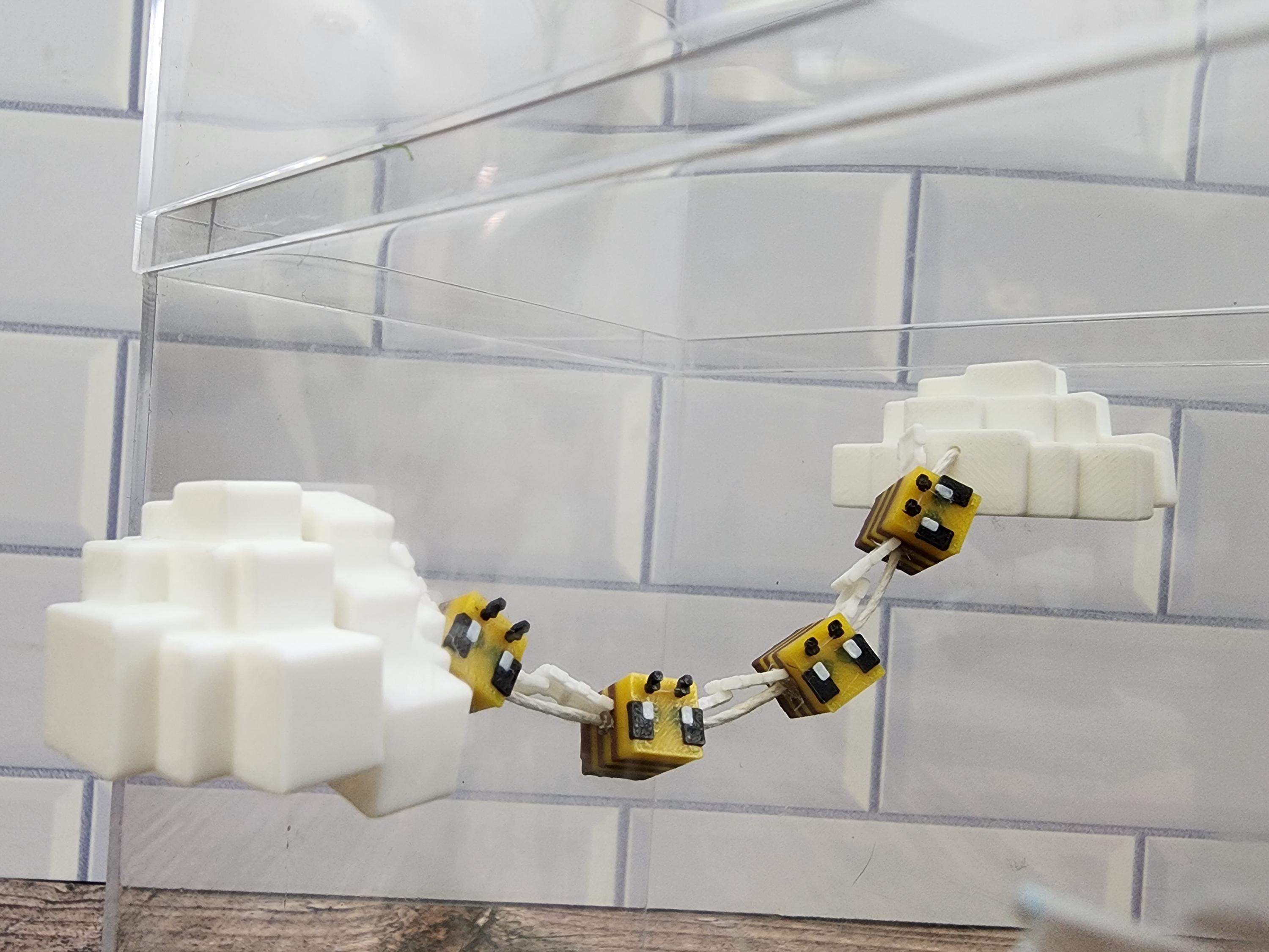 Pixelated Bee and Cloud Jumping Spider Bridge, Gamer Spider Rope ...