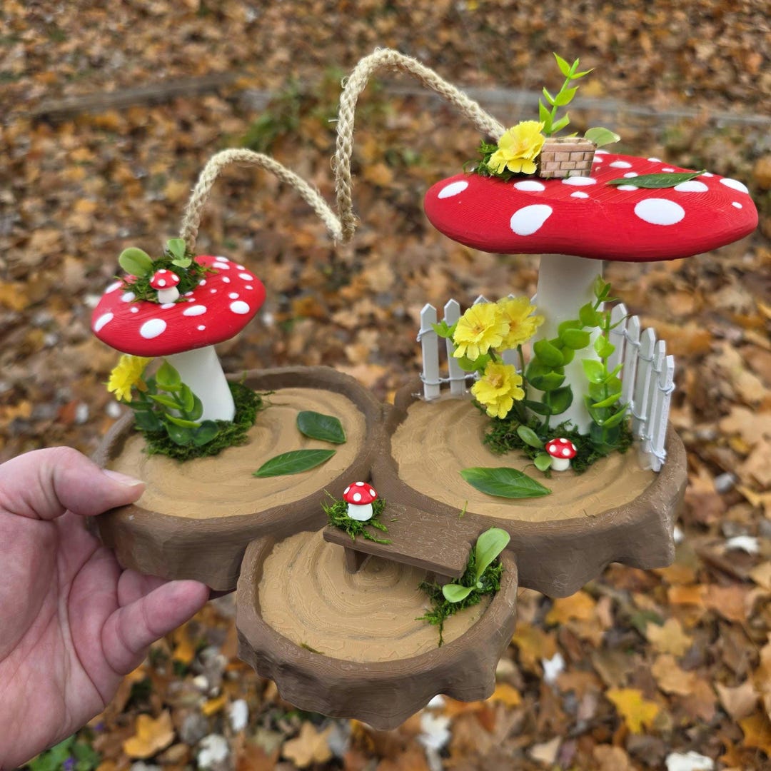 Decorated Jumping Spider Playground, Cottagecore Decor, Mushroom Log ...
