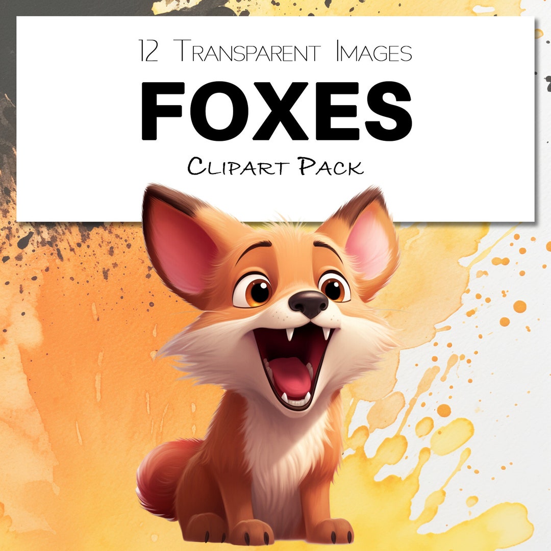 Cute Fox Clipart, Baby Animal Clipart, Commercial Use, Transparent PNG ...