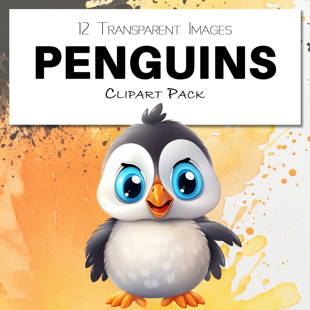 Cute Penguin Clipart, Baby Animal Clipart, Commercial Use, Transparent ...