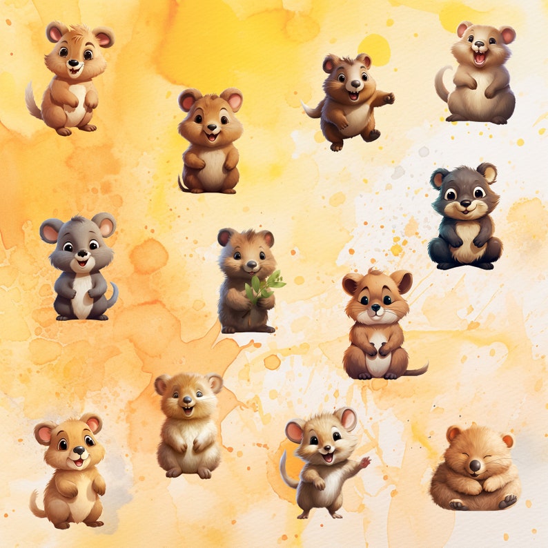 Cute Quokka Clipart, Baby Animal Clipart, Commercial Use, Transparent ...