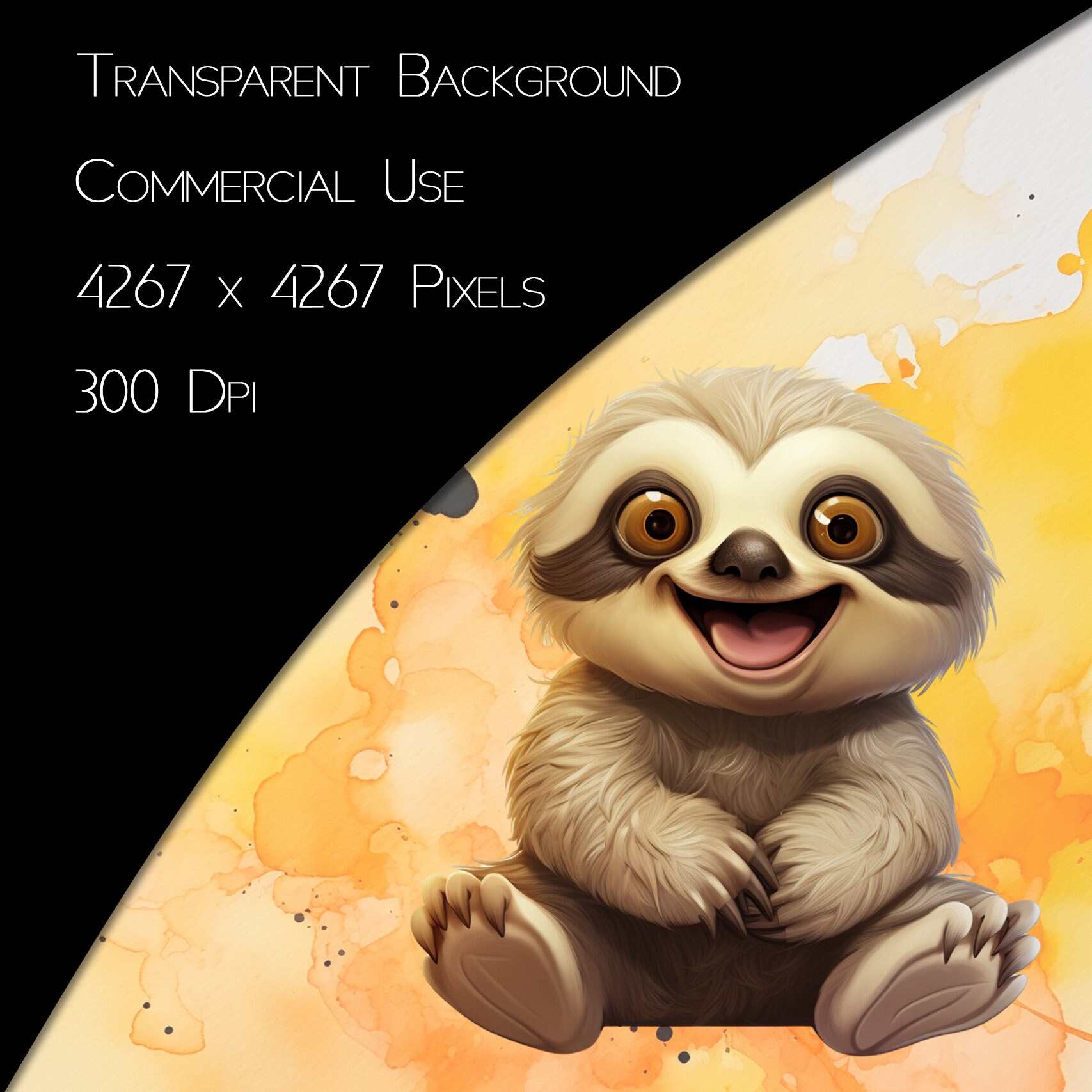 Cute Sloth Clipart, Baby Animal Clipart, Commercial Use, Transparent ...