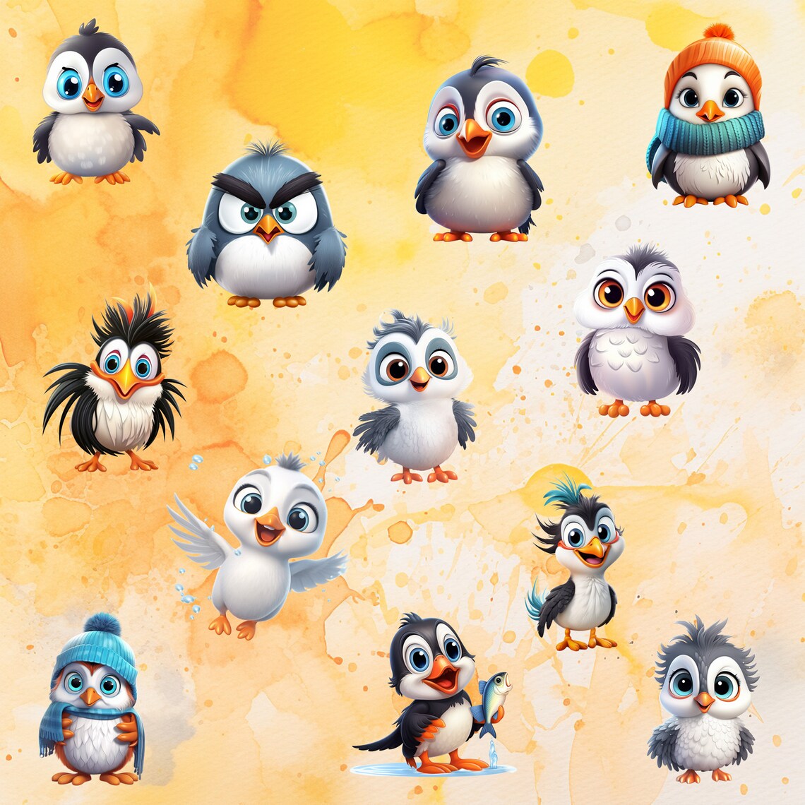 Cute Penguin Clipart, Baby Animal Clipart, Commercial Use, Transparent ...