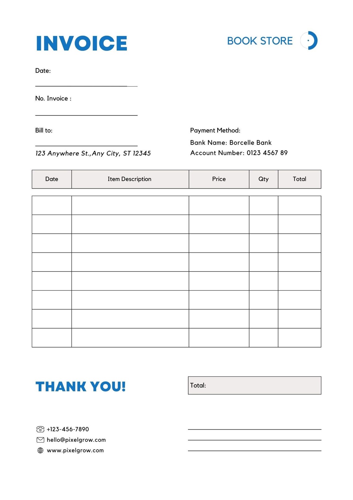 Aesthetic Business Invoice Library Book Invoice Template Stationery ...