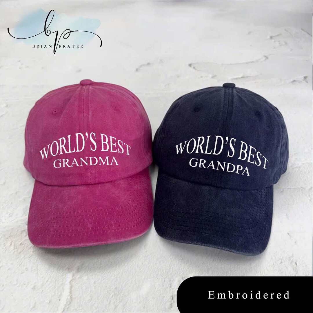 Embroidered World's Best Grandpa Cap, World's Best Grandma Baseball Dad ...