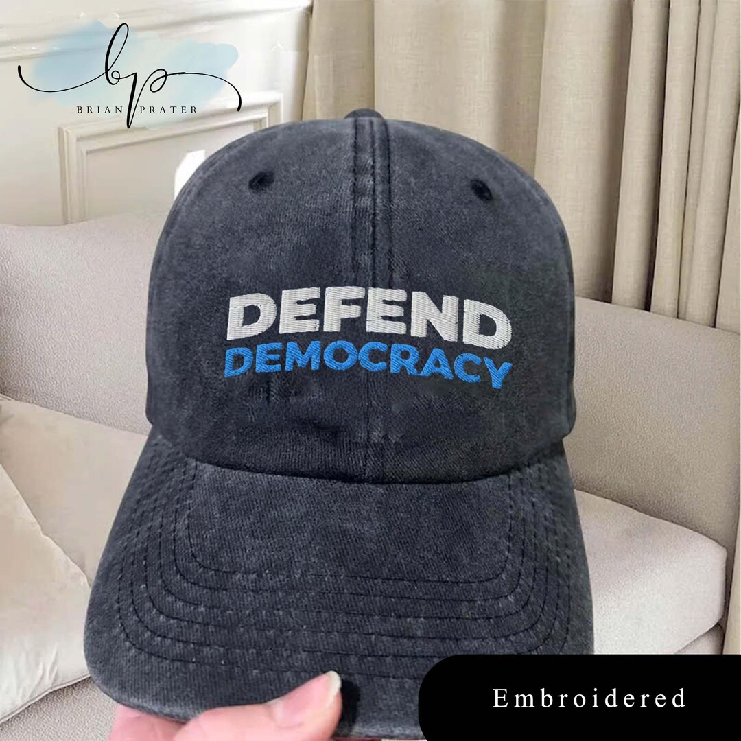 Embroidered Defend Democracy Hat, Anti Trump Baseball Cap, Protest ...