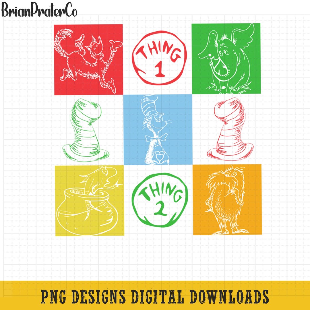 Thing 1 and Thing 2 PNG , Dr Seuss Inspired Png, Thing One Thing Two ...