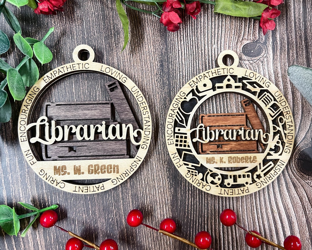Librarian Christmas Ornaments, Library, School, Teacher Appreciation ...
