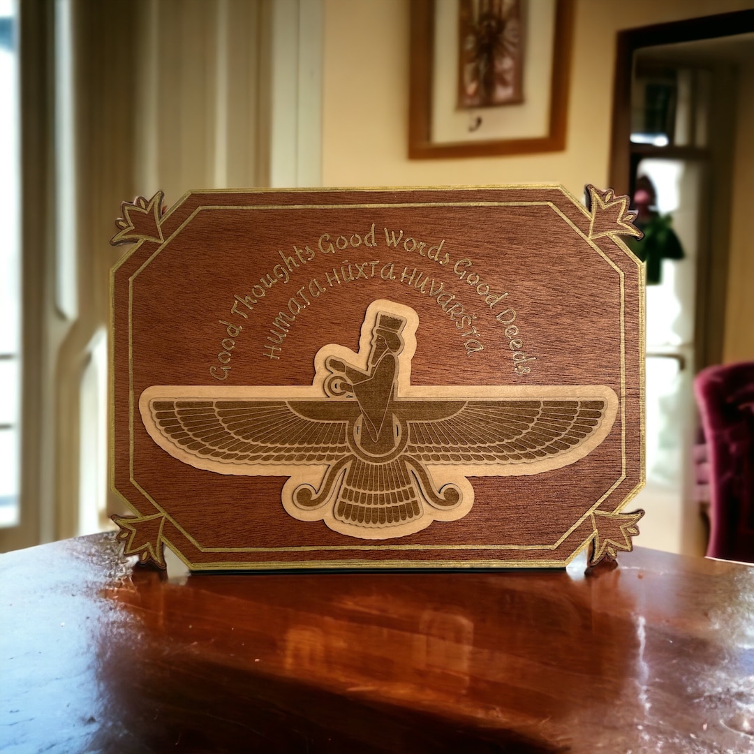 Zoarastrian Parsi Faravahar or Ashofarohar, 3D Laser Engraved and Cut ...