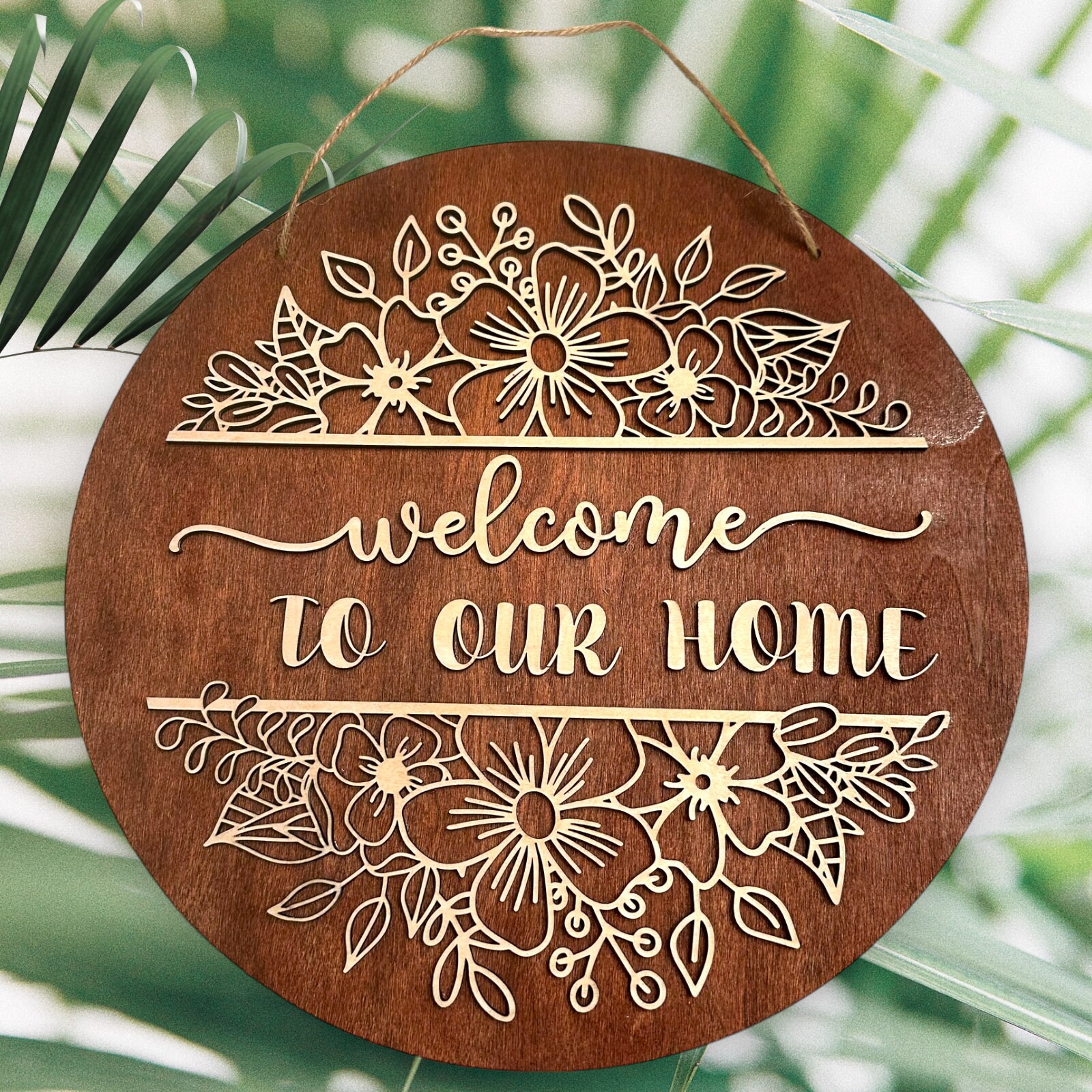 Floral Welcome to Our Home 2 Layer Wood Door Hanger - Etsy