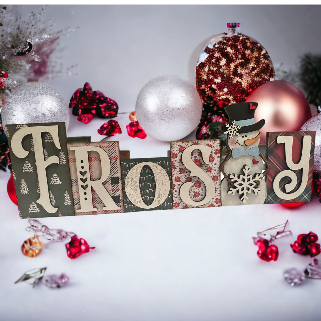 Frosty Word Block, Christmas Decor, Mantle, Fireplace, Snowman - Etsy