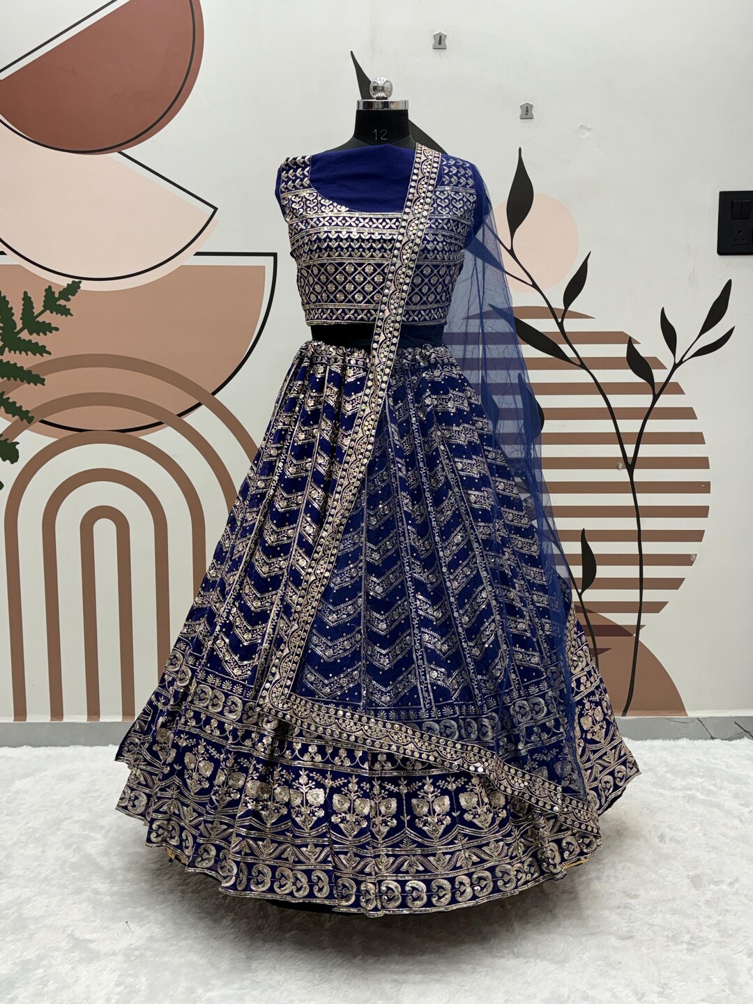 Navy Blue Color Lehenga Choli for Women or Girls Indian Wedding ...