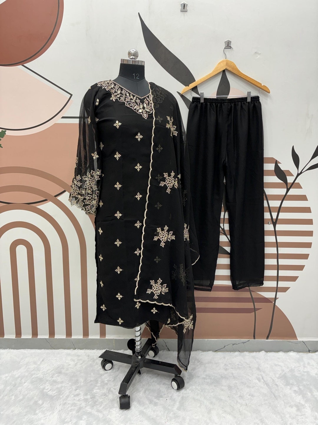 Premium Designer Black Punjabi Suit Set With Heavy Dupatta, Wedding ...