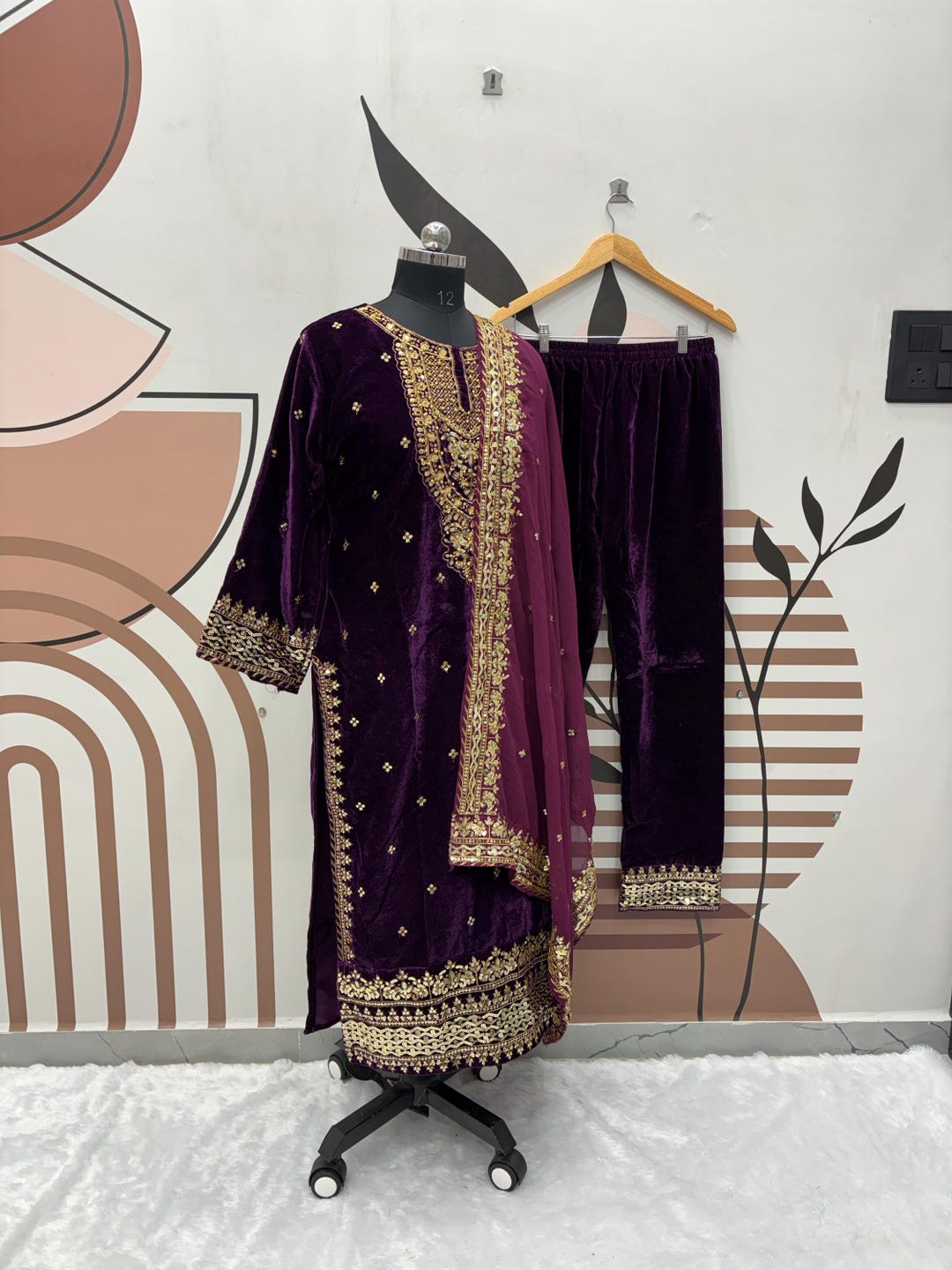 Beautiful Salwar Kameez, Velvet Pakistani Embroidered Dress, Indian ...