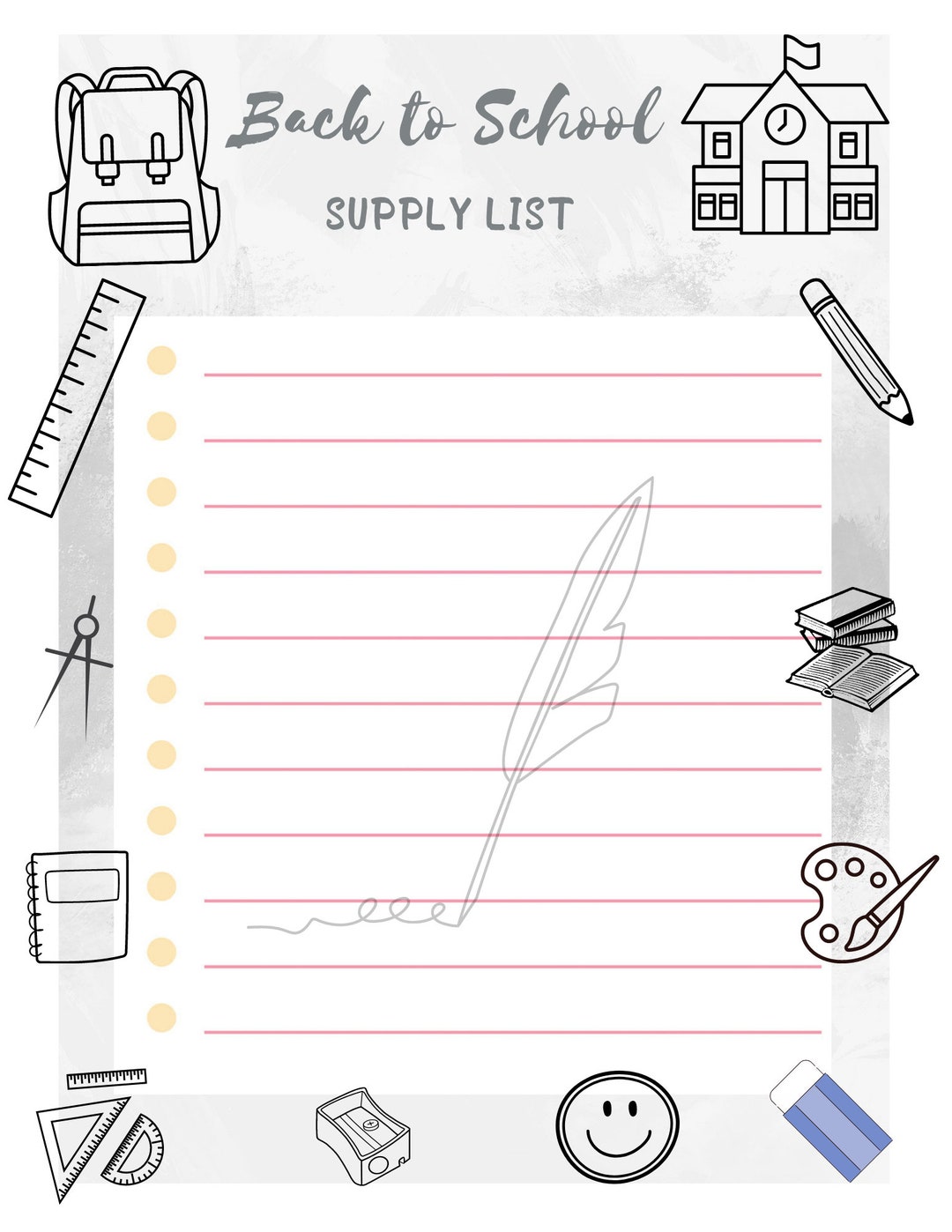 Back to School Supply List - Etsy