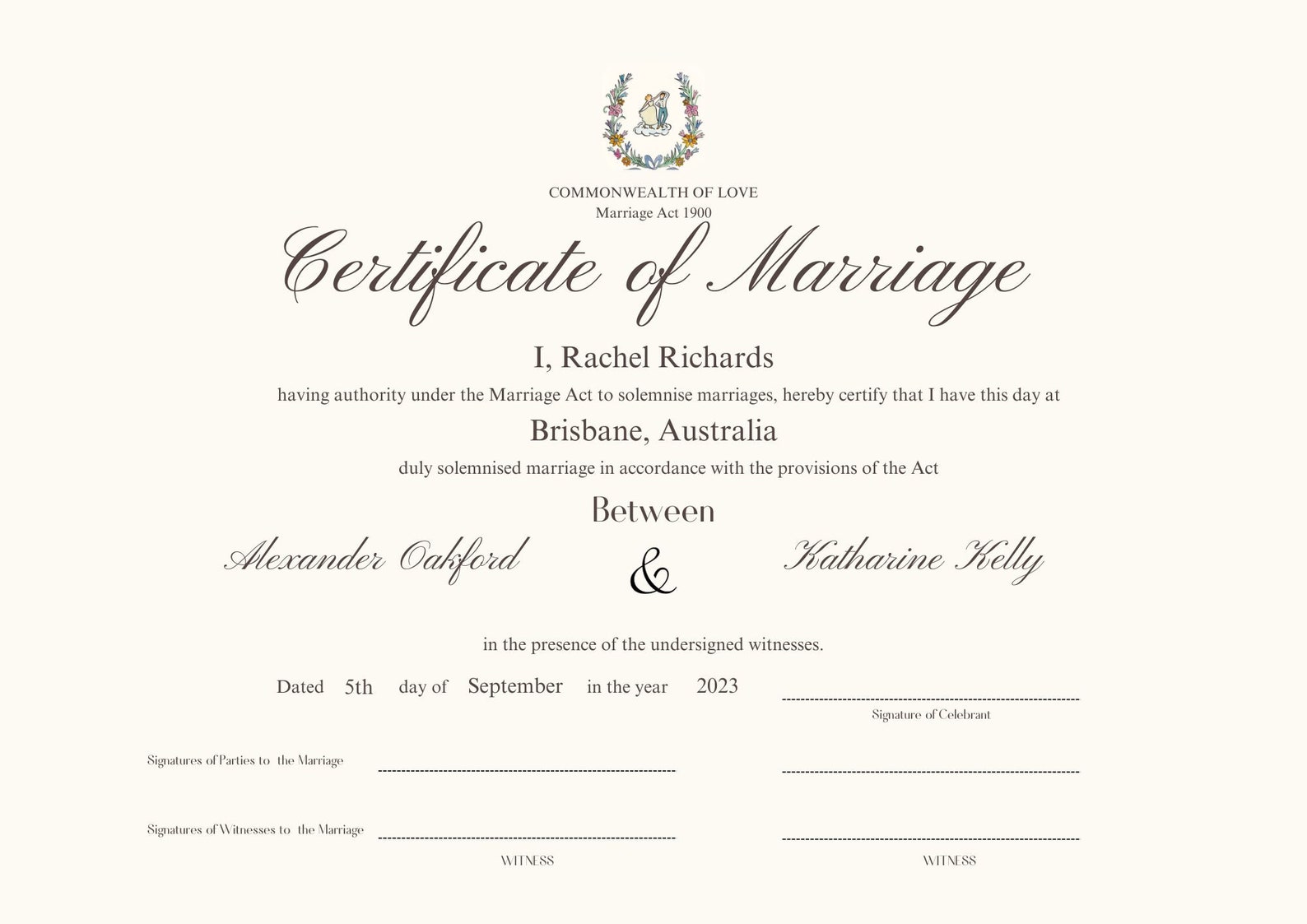 A4 Minimalist Australian Wedding Certificate Template - Etsy