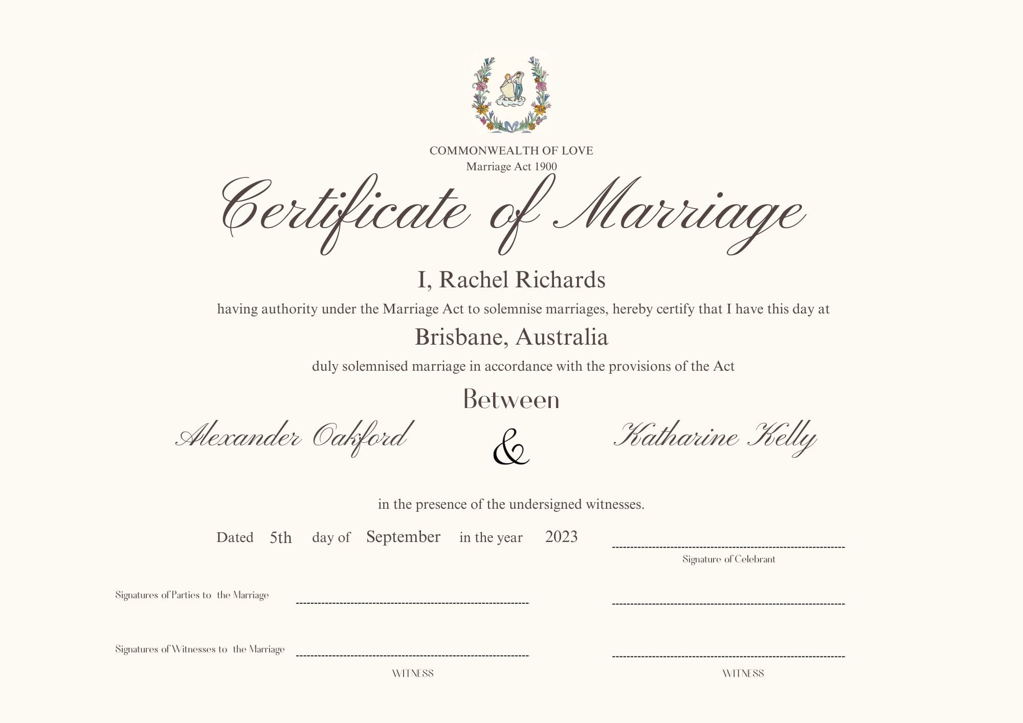 A4 Minimalist Australian Wedding Certificate Template - Etsy