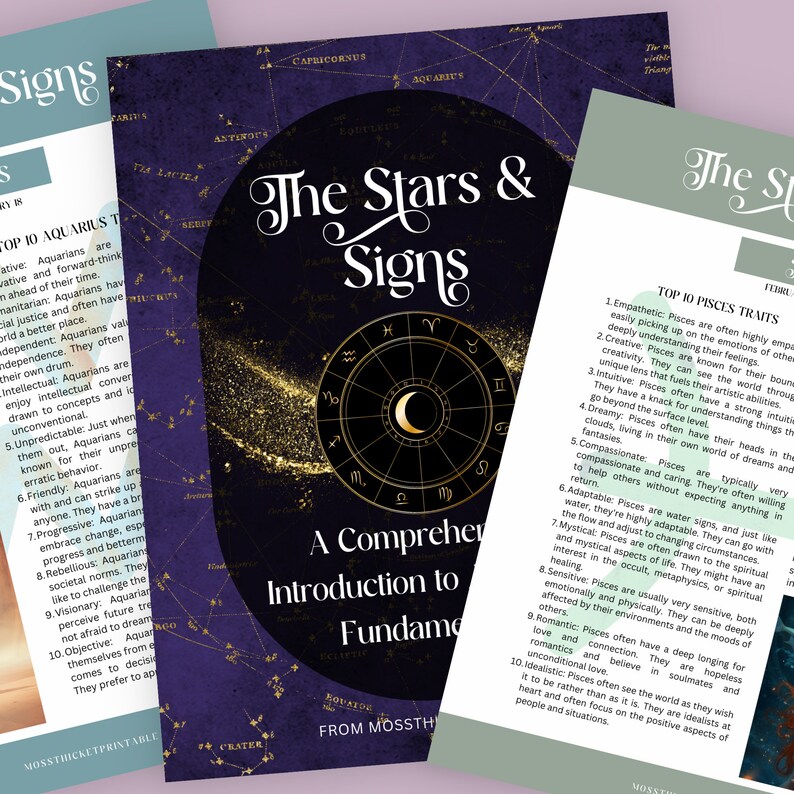 Astrology Book, Printable Grimoire Pages, Stars & Signs, Instant ...