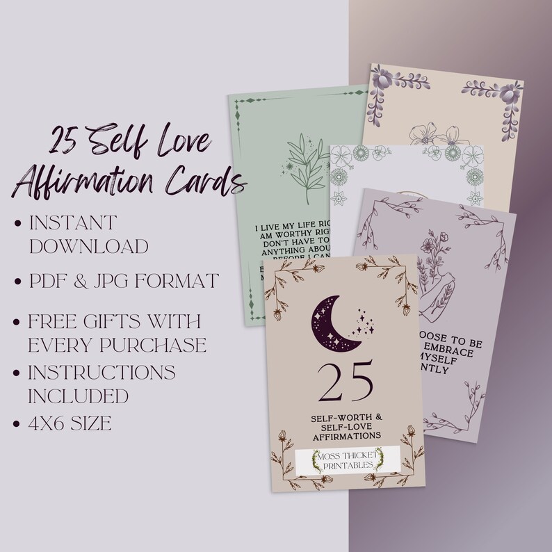 Self Love Affirmation Cards, Printable, Instant Download, 4x6, Serenity ...