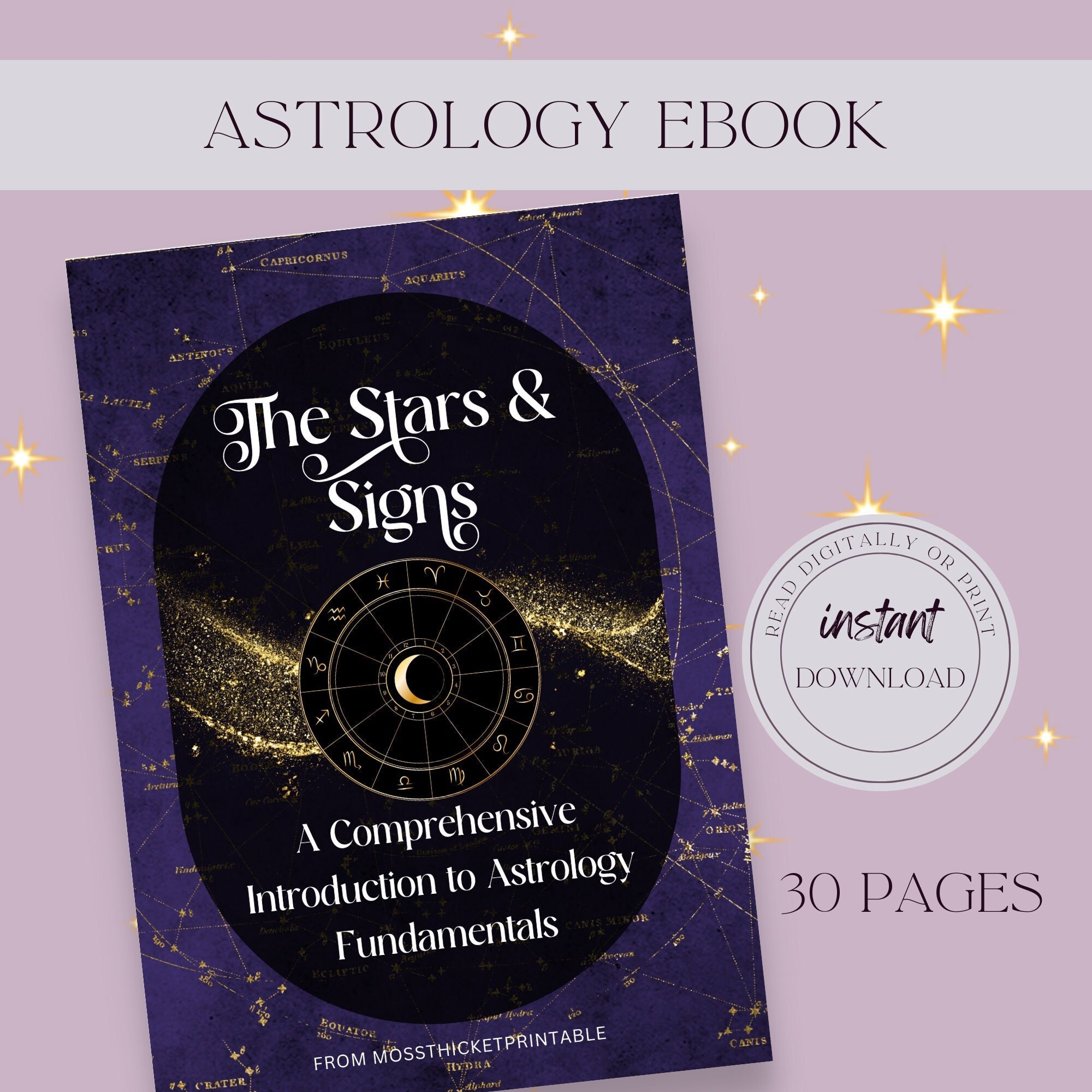 Astrology Book, Printable Grimoire Pages, Stars & Signs, Instant ...