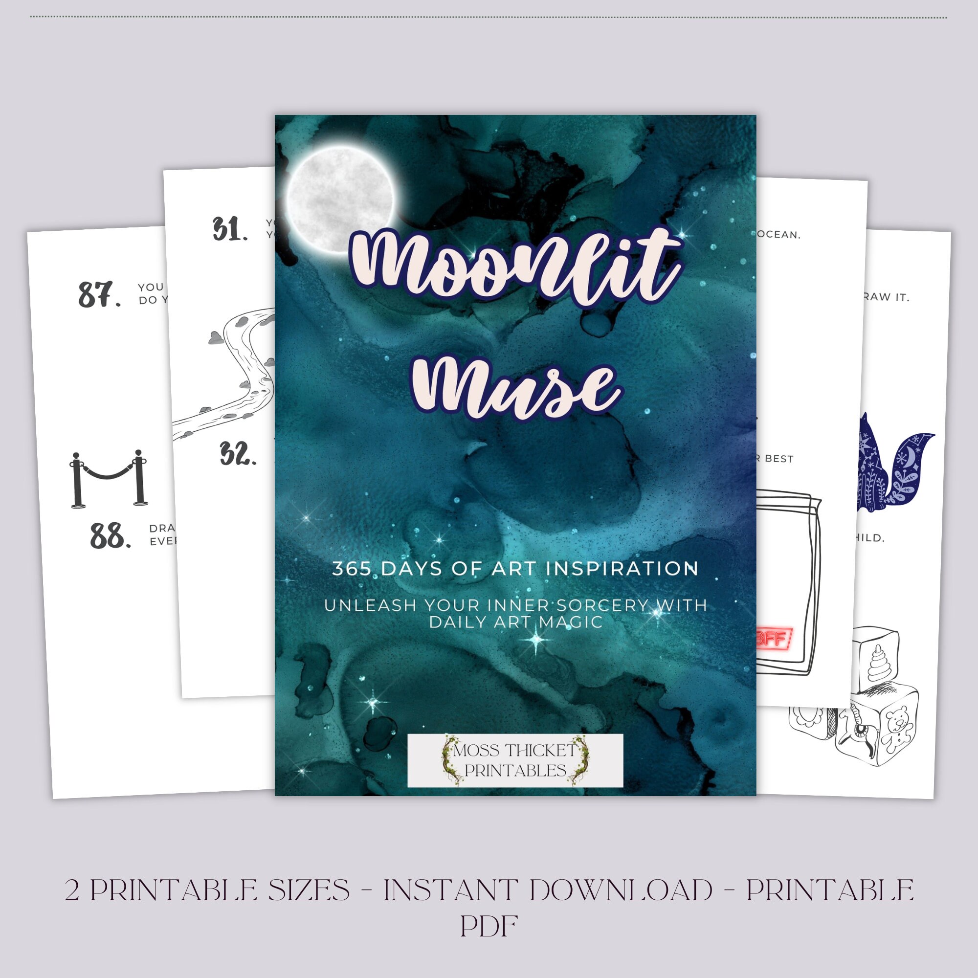365 Drawing Prompts, Moonlit Muse, Coloring Book, Drawing Practice ...